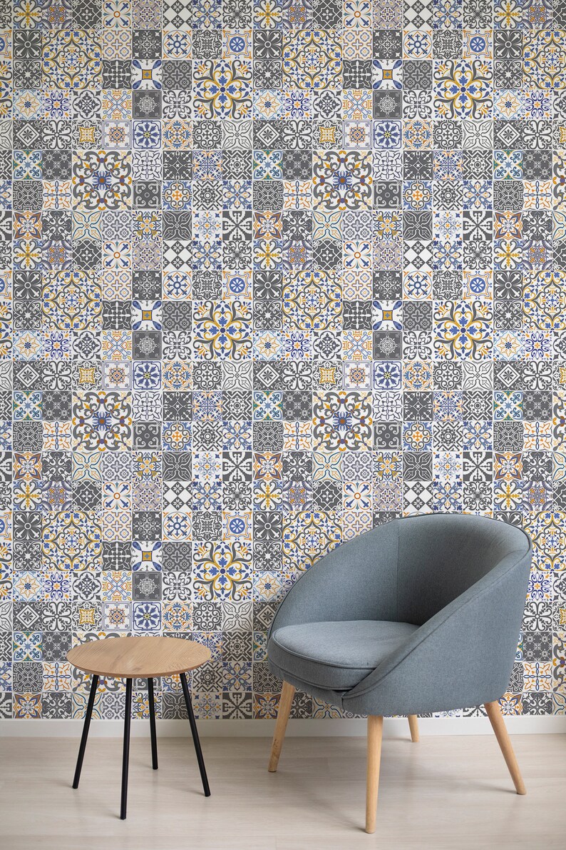 Italian Style Wallpaper, Mosaic Tile Pattern Wall Decor Home Renovation ...