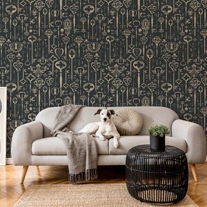 Retro Style Wallpaper, Keys and Keyholes | Wall Decor | Home Renovation ...