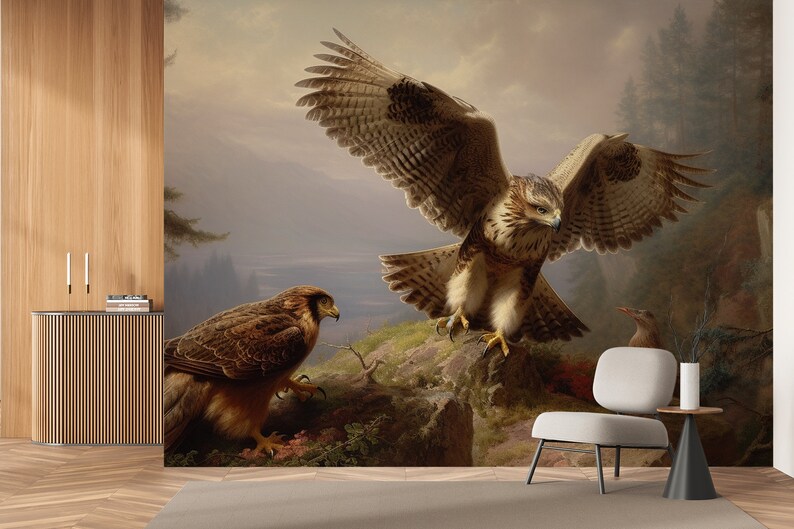 Birds Vintage Wallpaper, Bird Print Wall Decor Home Renovation Wall Art ...