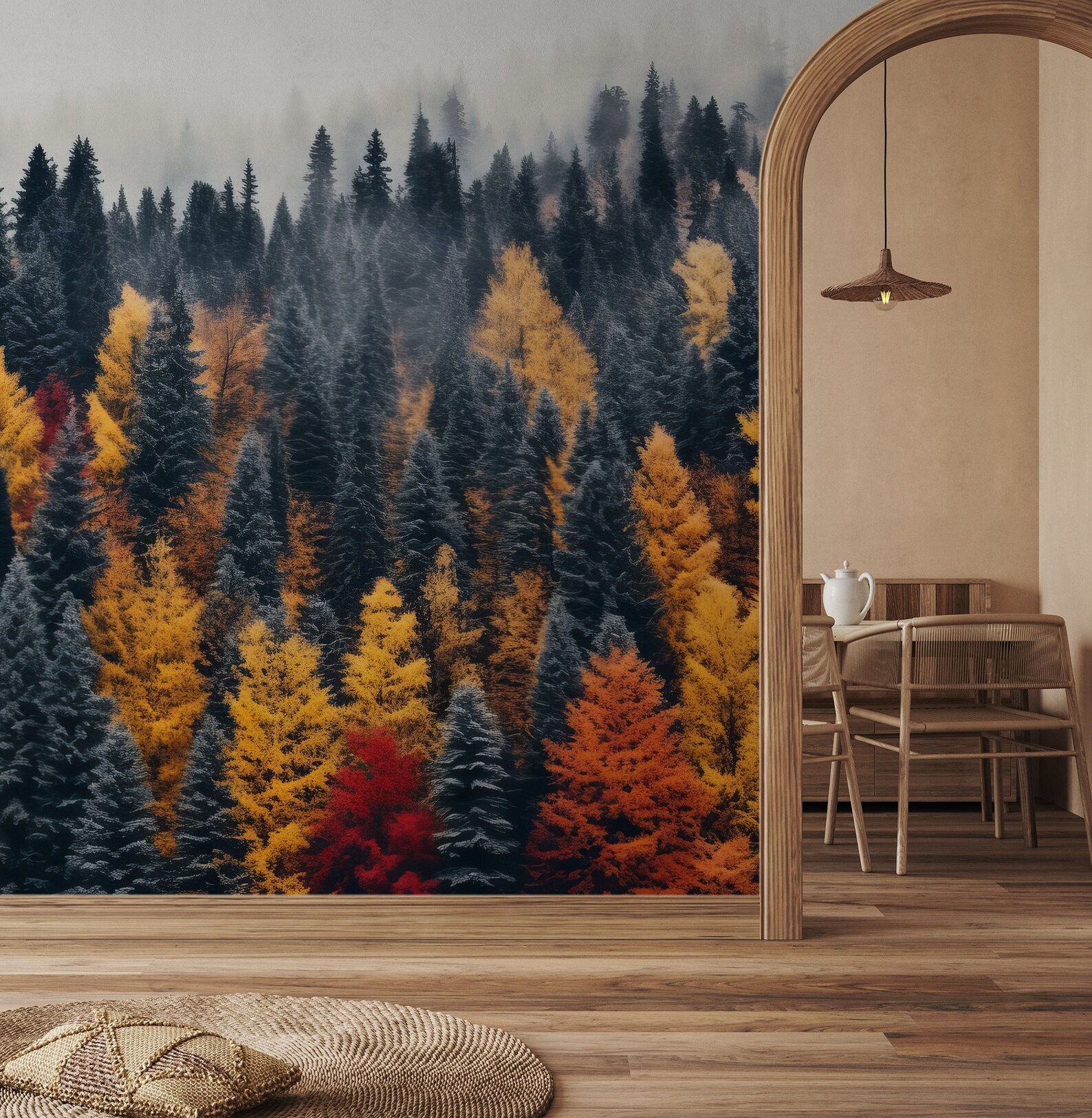 Forest Landscape Wallpaper With Tree | Wall Decor | Home Renovation ...