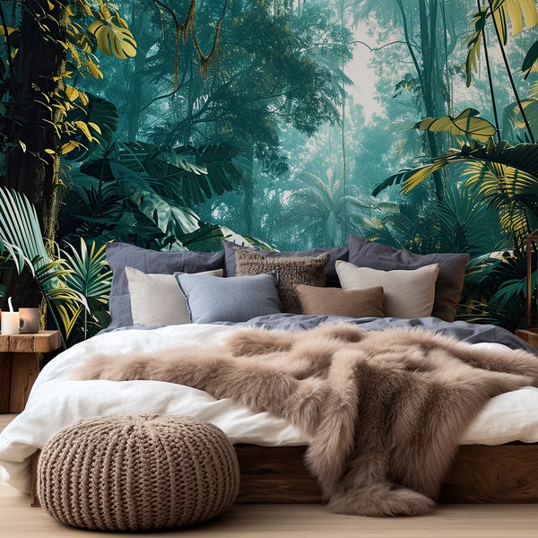 Blue Forest Wall Mural - Etsy