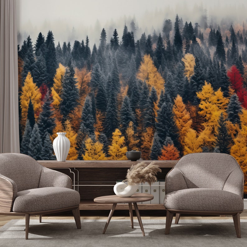 Forest Landscape Wallpaper With Tree | Wall Decor | Home Renovation ...