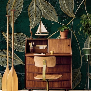 Luxury Botanical Wallpaper, Leaf Wall Mural | Wall Decor | Home ...