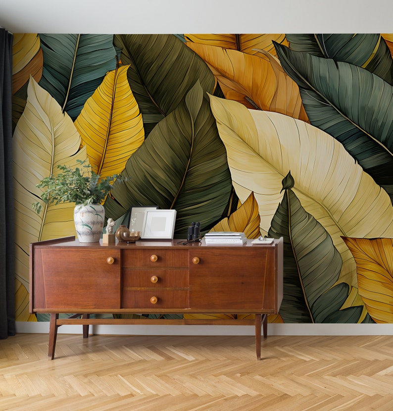Leaves Vibrant Botanical Wallpaper | Wall Decor | Home Renovation ...
