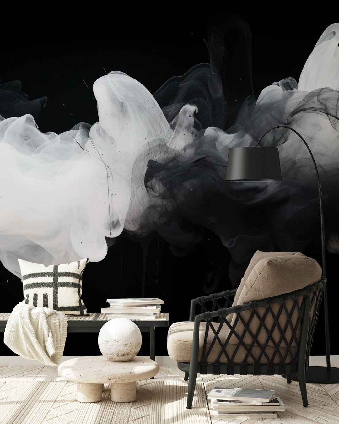 Smoke Wallpaper, Dark Abstract Wall Mural | Wall Decor | Home ...