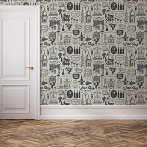 Retro Wallpaper, Wine and Winery | Wall Decor | Home Renovation | Wall ...