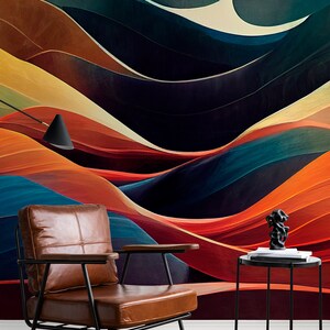 Colorful Abstract Wave Wall Mural Wall Decor Home Renovation Wall Art ...