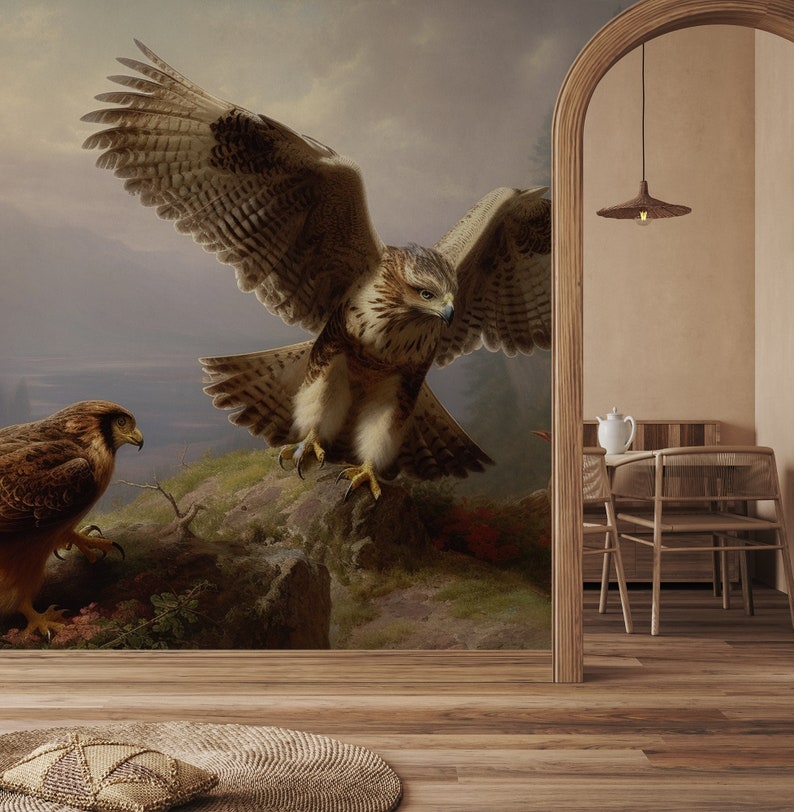 Birds Vintage Wallpaper, Bird Print Wall Decor Home Renovation Wall Art ...