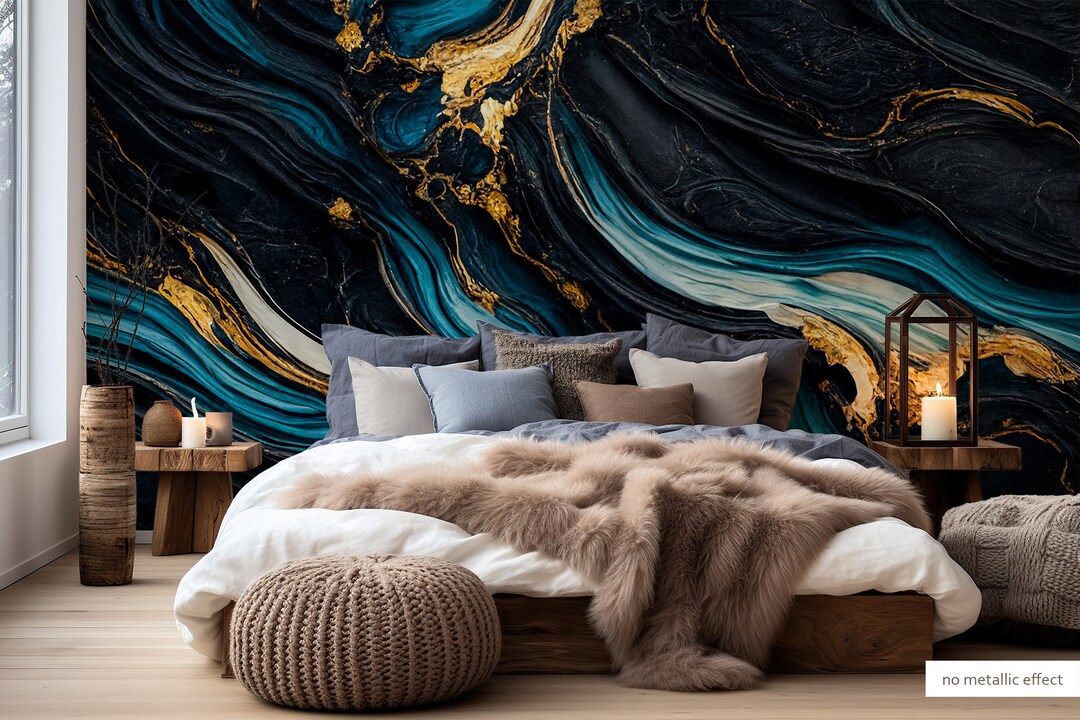 Dark Abstract Waves Wall Mural | Wall Decor | Home Renovation | Wall ...