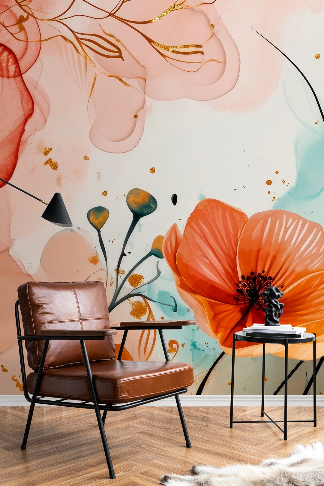 Poppy Abstract Floral Wallpaper | Wall Decor | Home Renovation | Wall ...