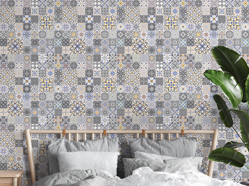Italian Style Wallpaper, Mosaic Tile Pattern Wall Decor Home Renovation ...