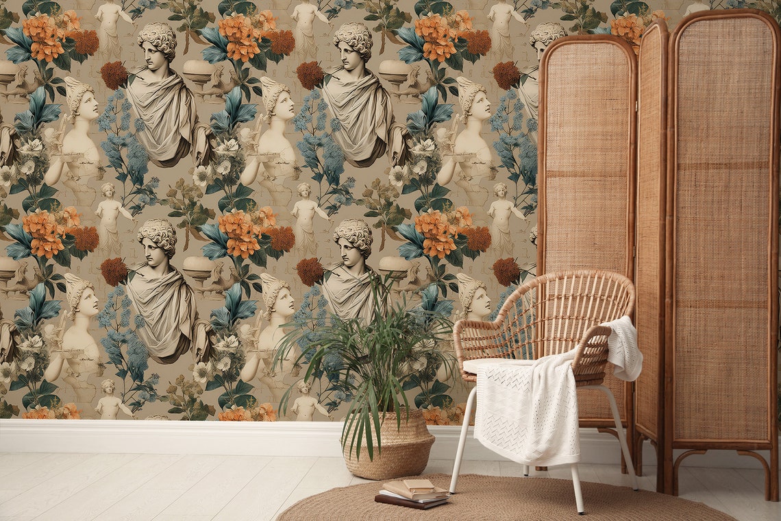 Ancient Roman Empire Wallpaper With Statue Wall Decor Home Renovation ...