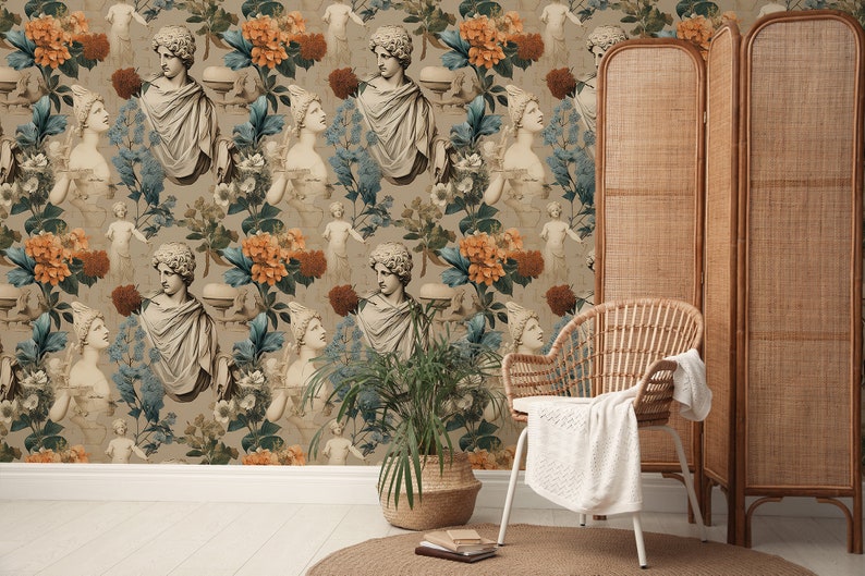 Ancient Roman Empire Wallpaper With Statue | Wall Decor | Home ...