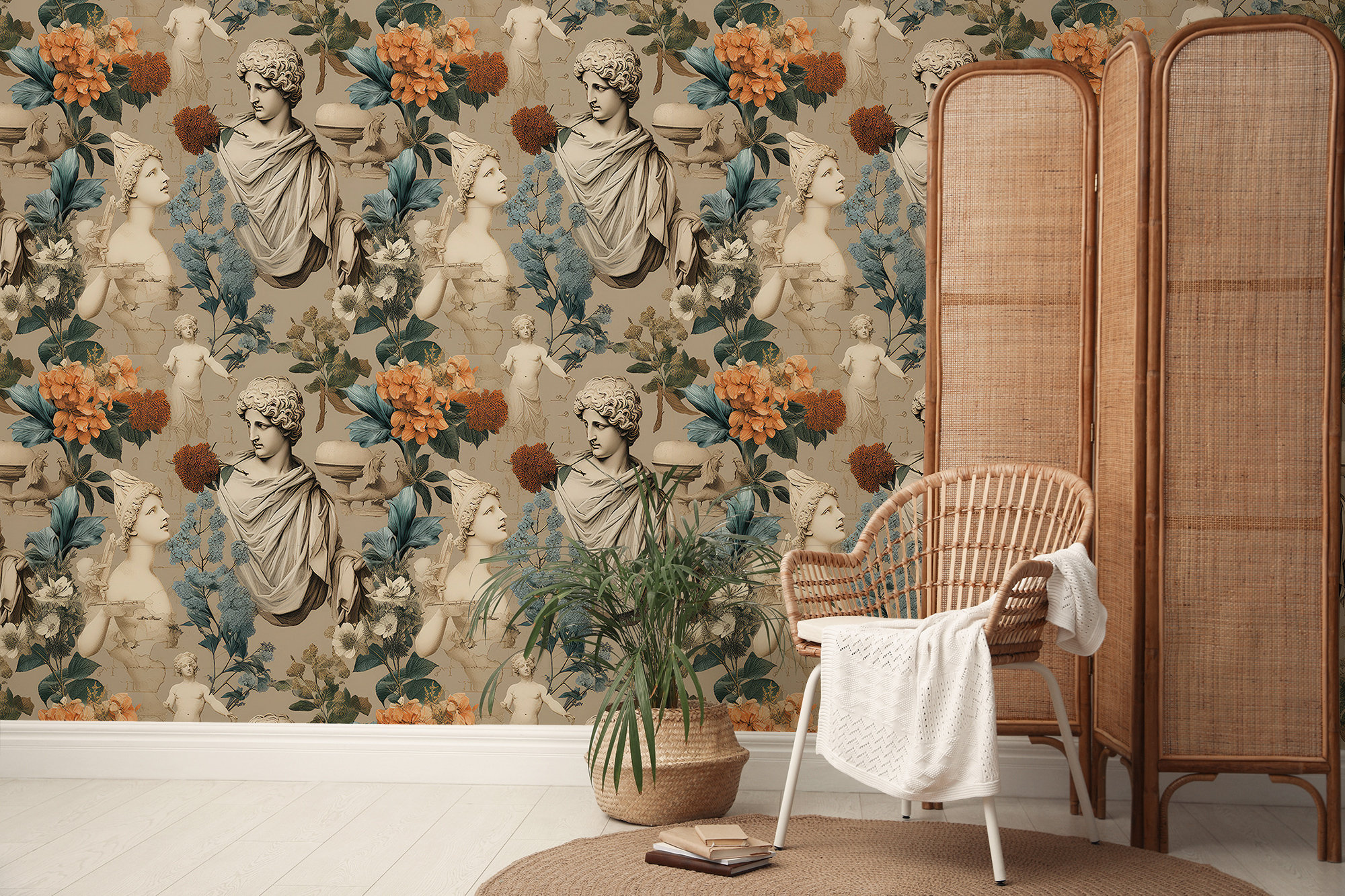 Ancient Roman Empire Wallpaper With Statue | Wall Decor | Home ...