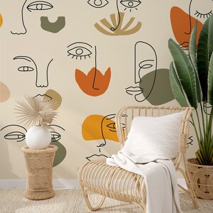 Modern Faces & Shapes Abstract Wall Mural | Wall Decor | Home ...