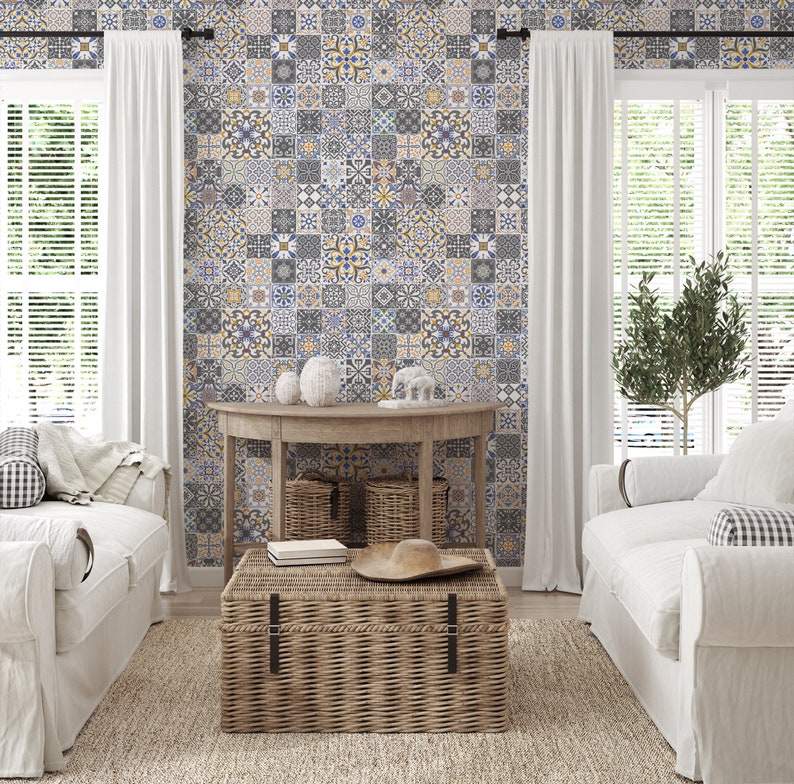 Italian Style Wallpaper, Mosaic Tile Pattern | Wall Decor | Home ...