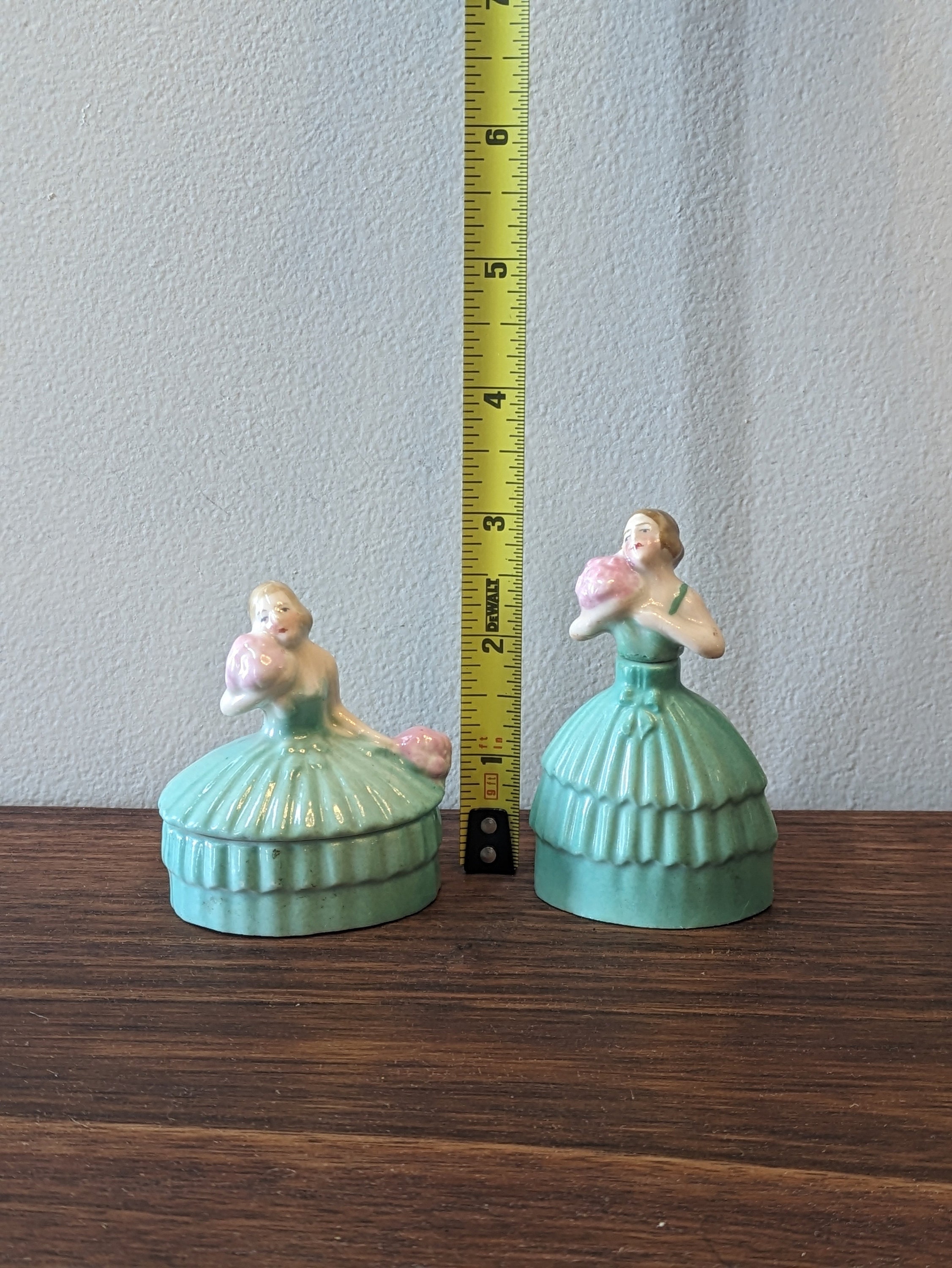 Antique Half-dolls Trinket, Pin, or Powder Box & Perfume Bottle Set in ...