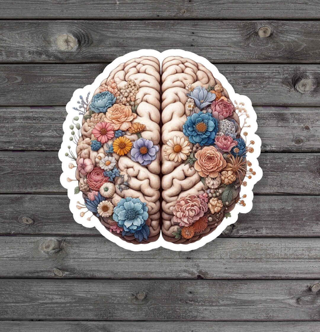 Neuro Nurse Sticker, Neuroscience, Floral Brain Nursing Student ...