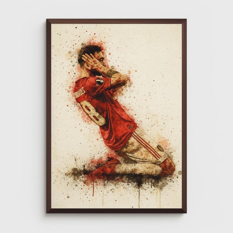 Bruno Fernandes Watercolour Poster Manchester United FC Print - Bruno ...