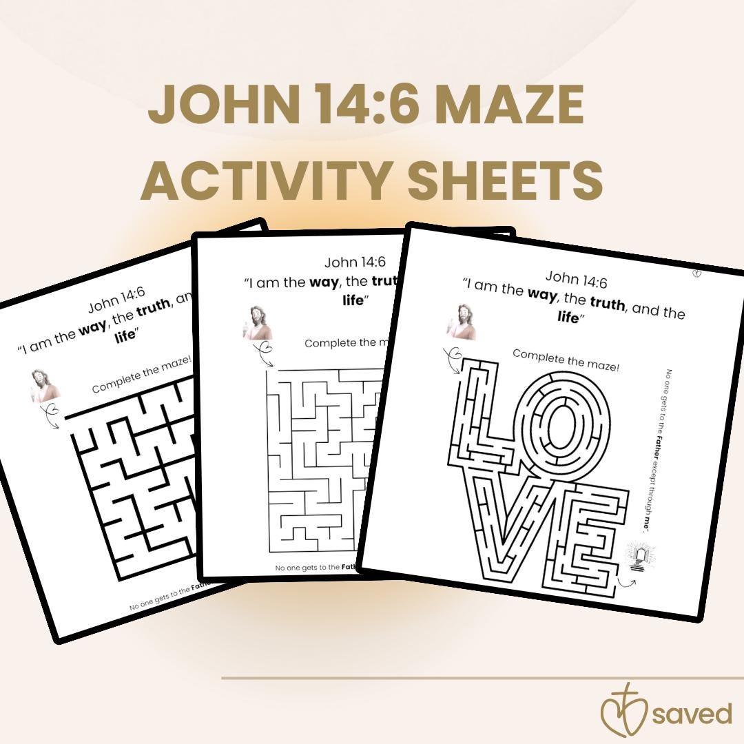 JOHN 14:6 Maze Activity Sheets - Etsy