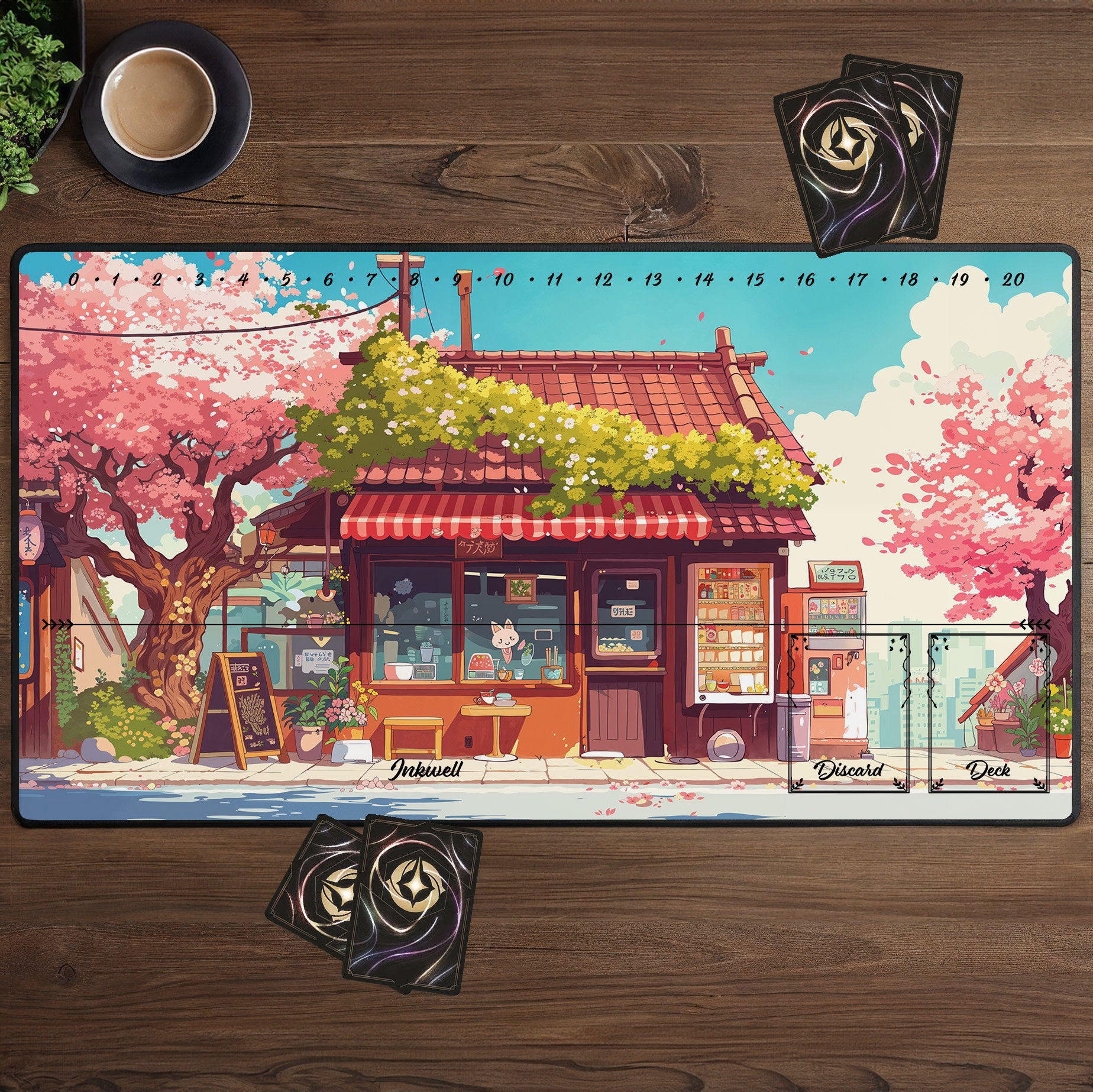 Japanese Storefront Lorcana Playmat Kawaii Card Game Mat With Organized ...