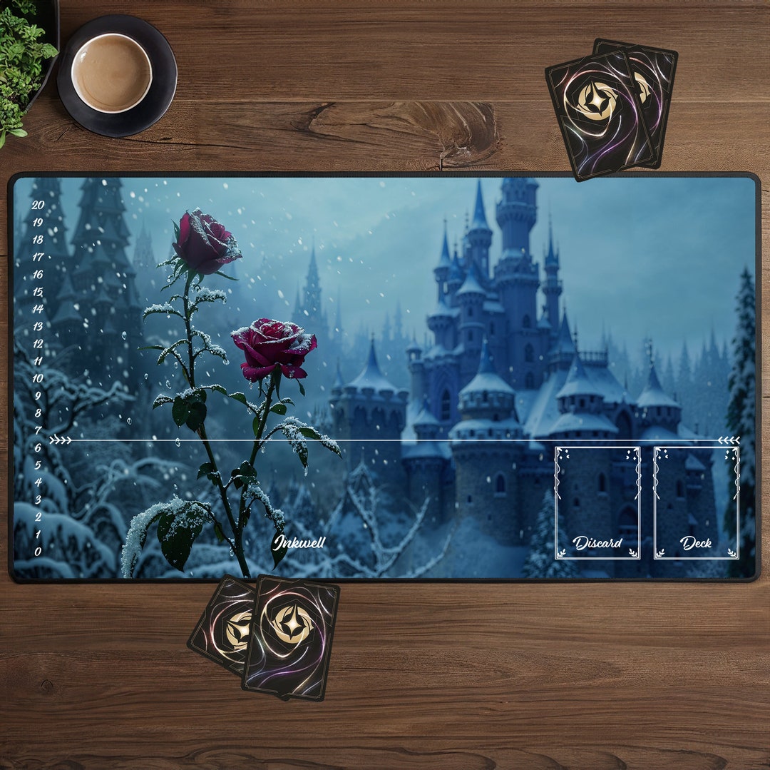 Lorcana Winter Castle Playmat Enigmatic Snowy Castle Gaming Mat ...