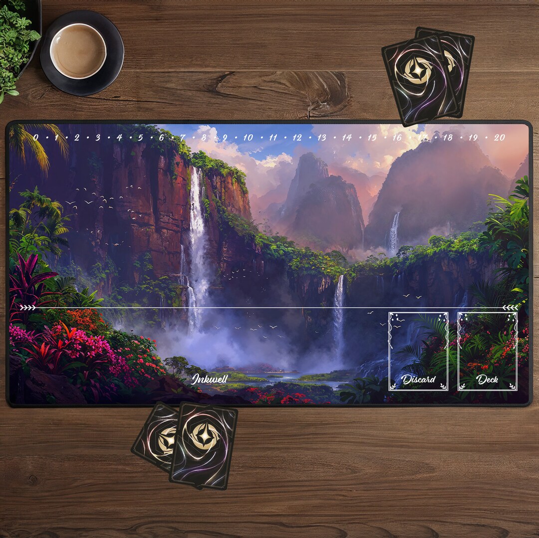 Lorcana Waterfall Playmat Exotic Cascade Gaming Mat, Ultimate Vibrant ...