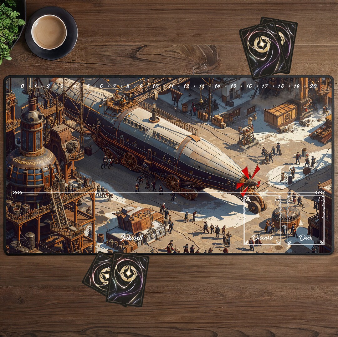 Steampunk Station Lorcana Playmat With Customizable Zones Victorian ...