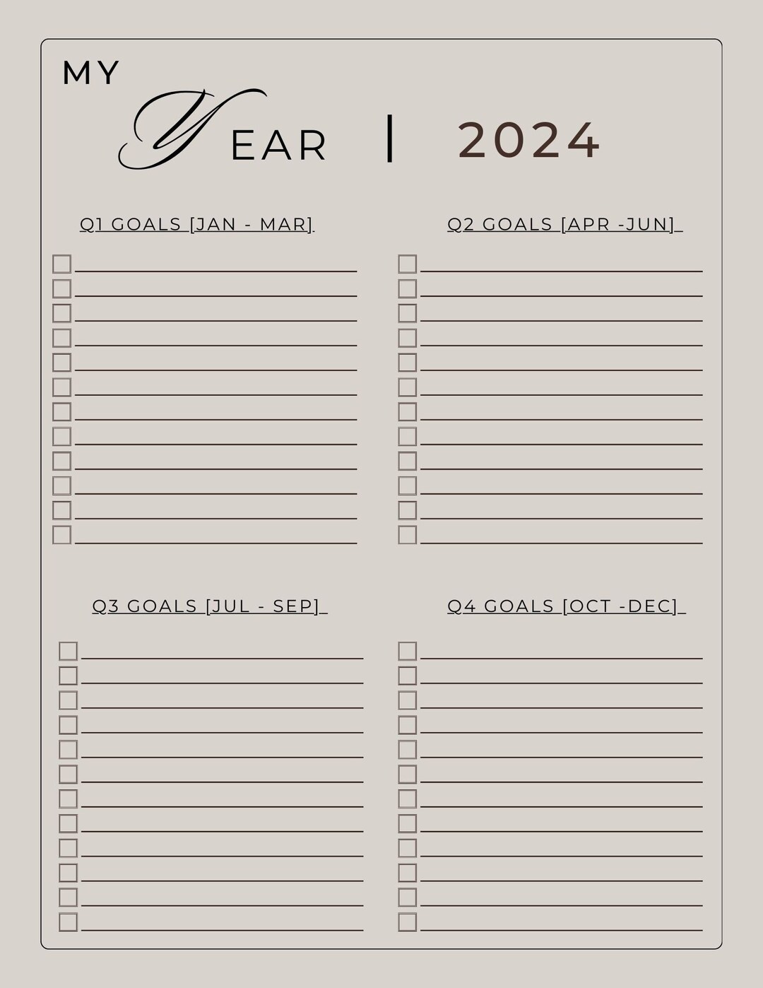 2024 Quarterly Goal Setting Template **digital Download - Etsy