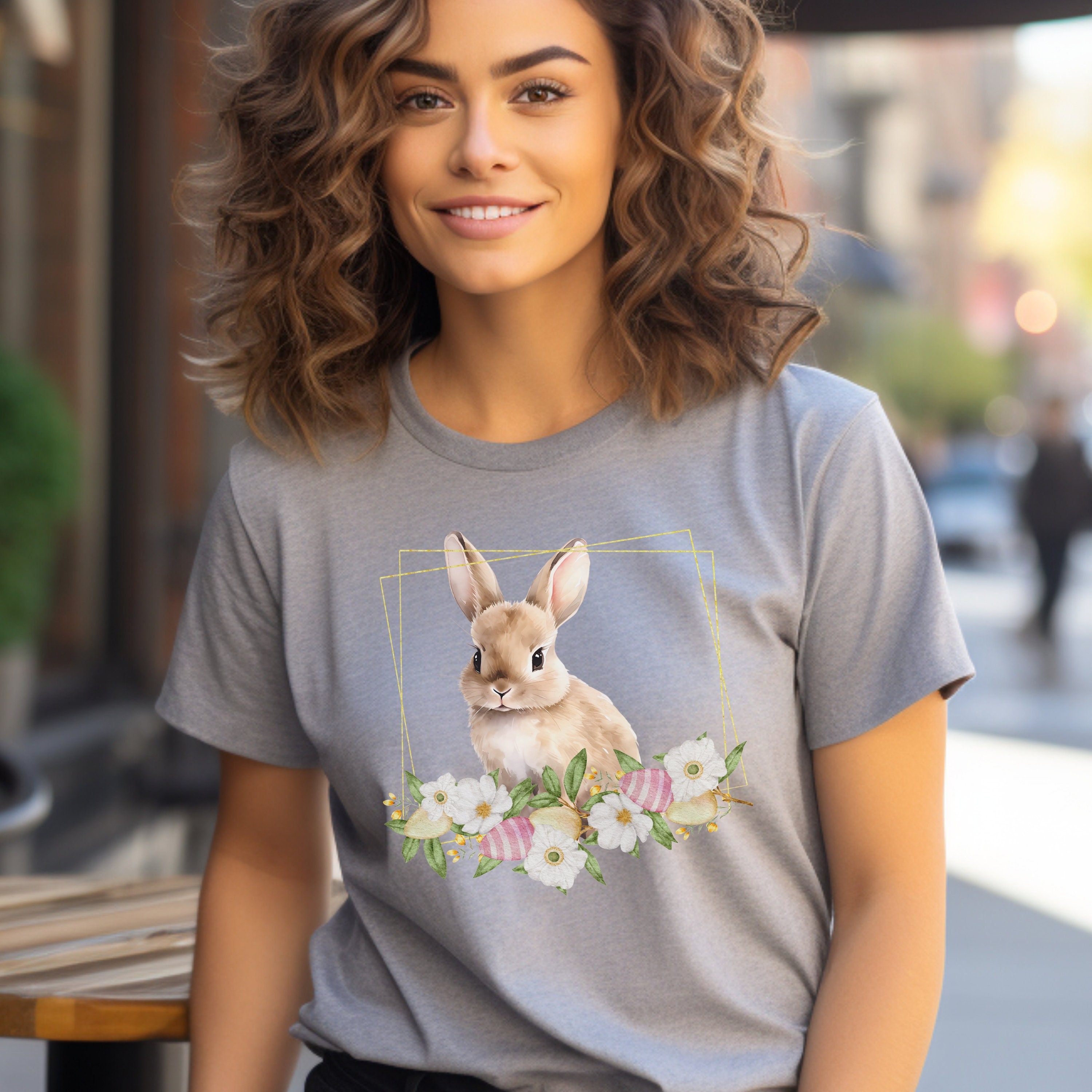 Cute Bunny Rabbit T-shirt, Animal Lover Gift for Friends, Unique Easter ...