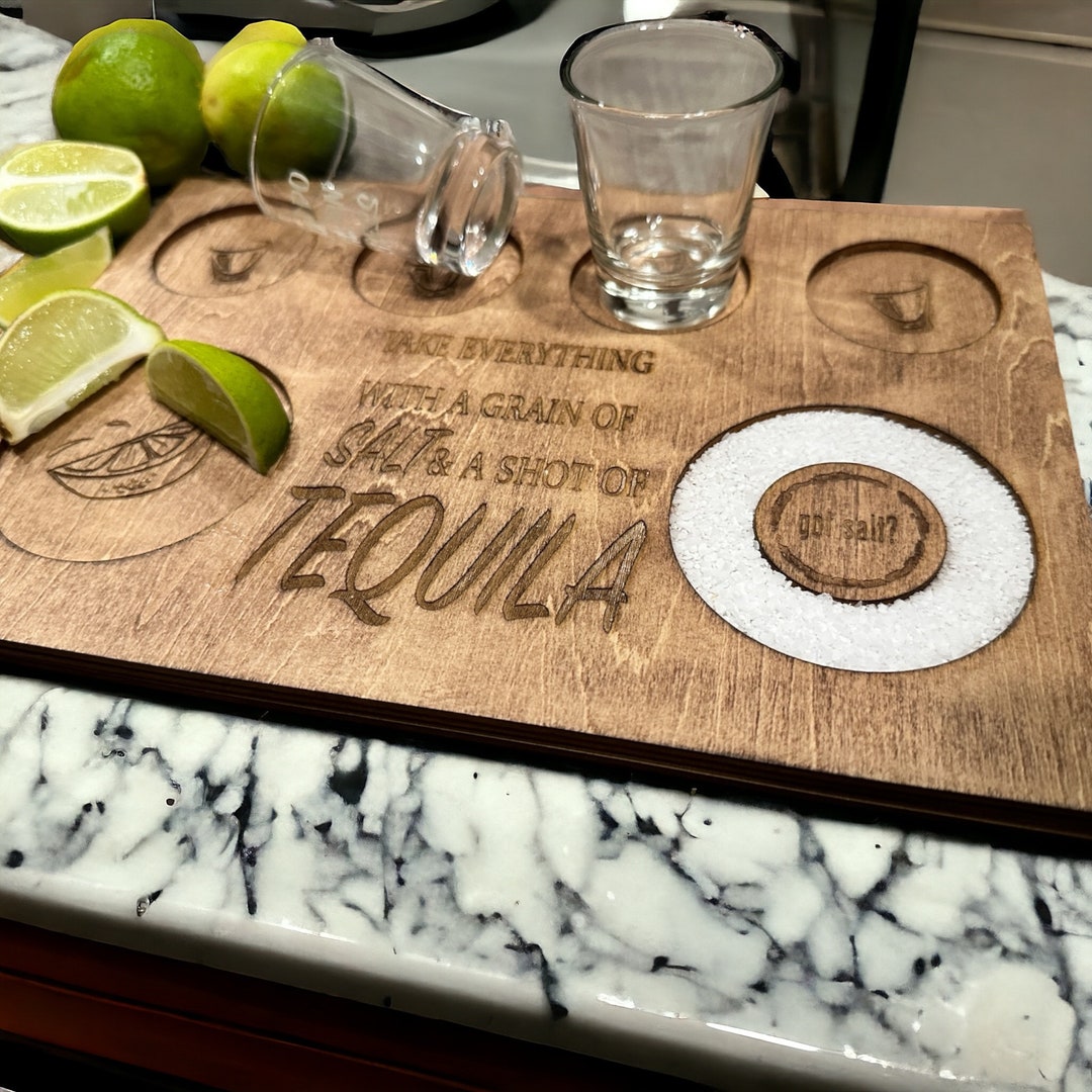 Tequila Shot Board – Grain of Salt, Lime, and Shot Glass Holder - Etsy