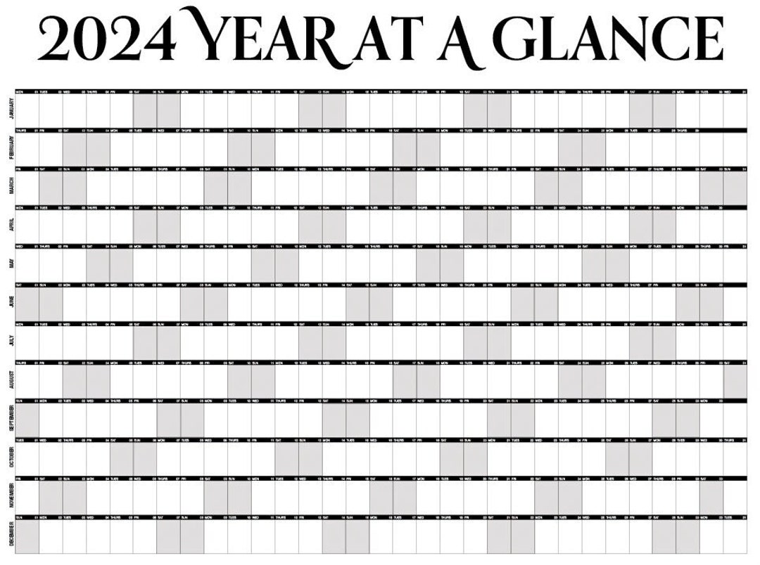 Yearly Planner 2024 Wall Calendar - Etsy
