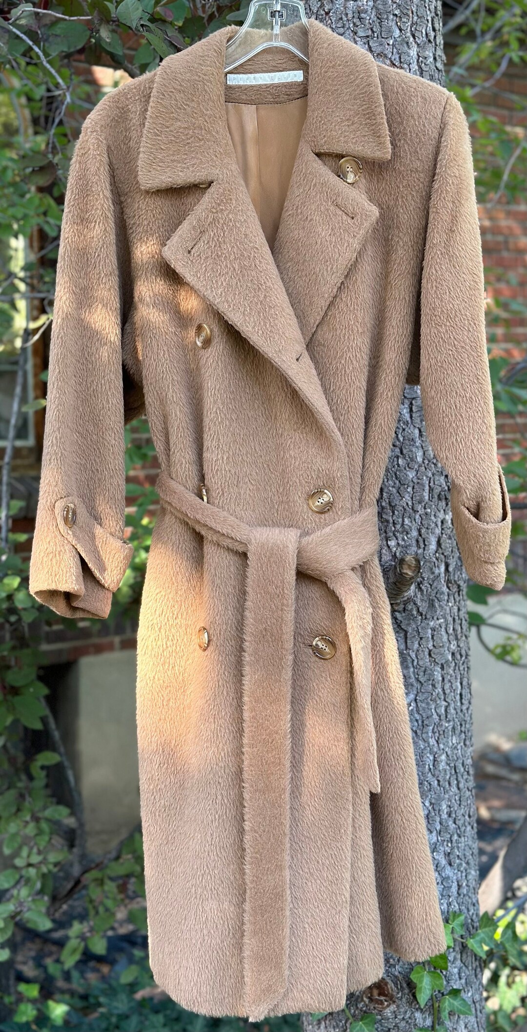 Vintage Perry Ellis Camel Fur Wool Coat - Etsy