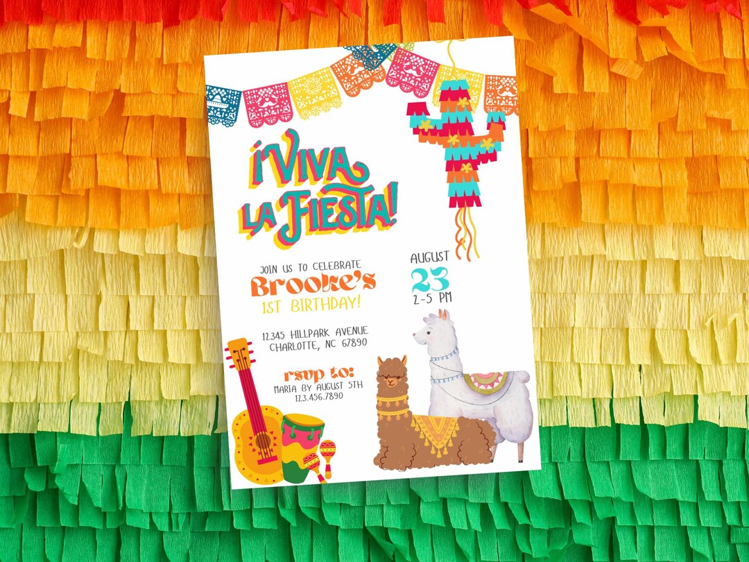 Viva La Fiesta Birthday Invitation | Colorful Hispanic Party Theme With ...