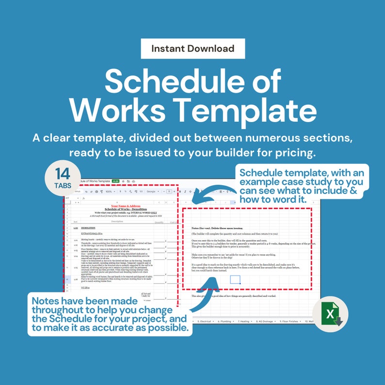 Schedule of Works Template Google Sheets Home Reno Template Home ...
