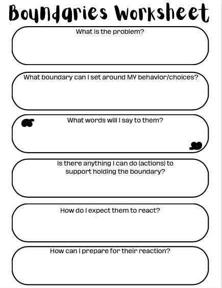Boundaries Worksheet - Etsy