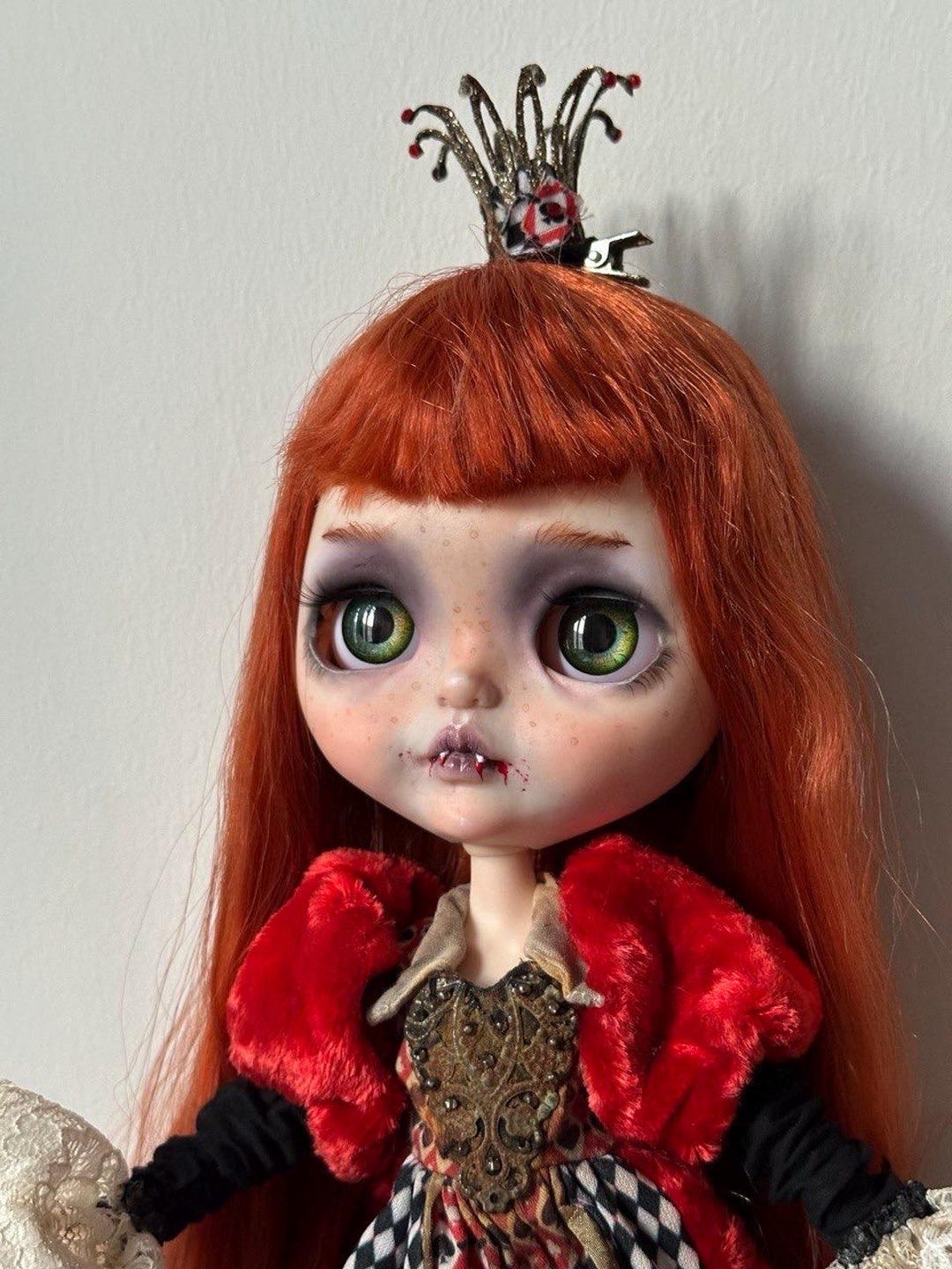 Blythe Custom Doll Vampire Queen With Sculpted Face and Red Hair ...