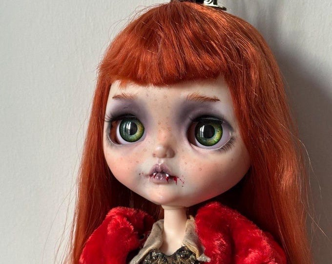 Blythe Custom Doll Vampire Queen With Sculpted Face and Red Hair ...