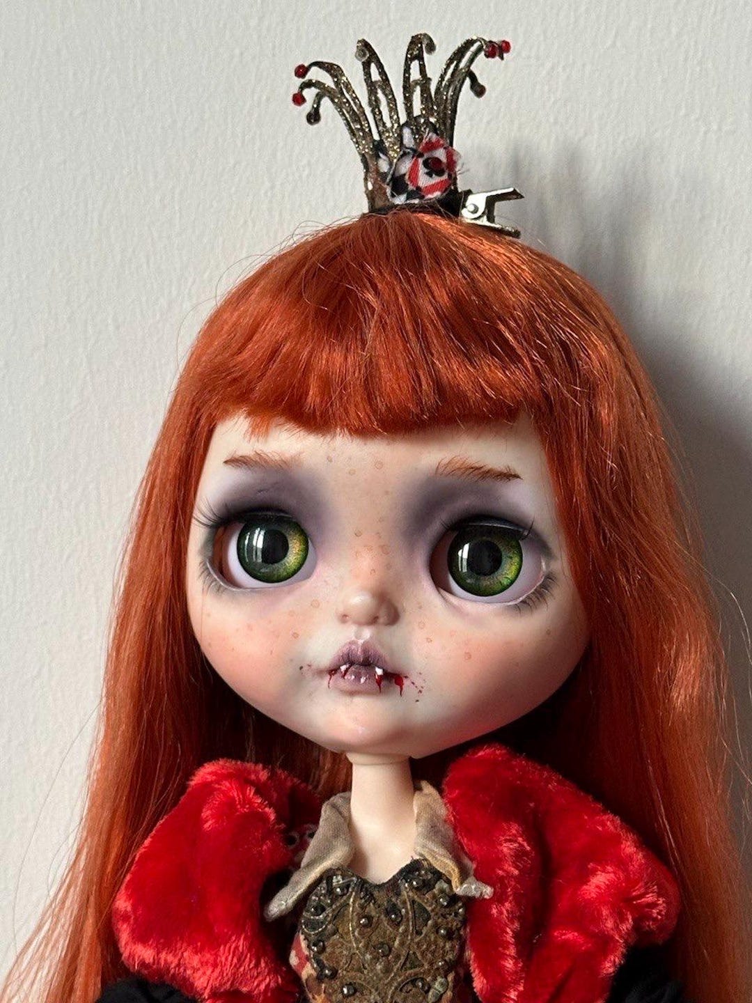 Blythe Custom Doll Vampire Queen With Sculpted Face and Red Hair ...