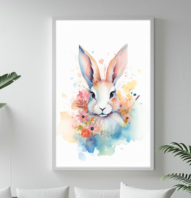 Rabbit, Hare Watercolor Digital Printable Art, Animal Art, Home Decor ...