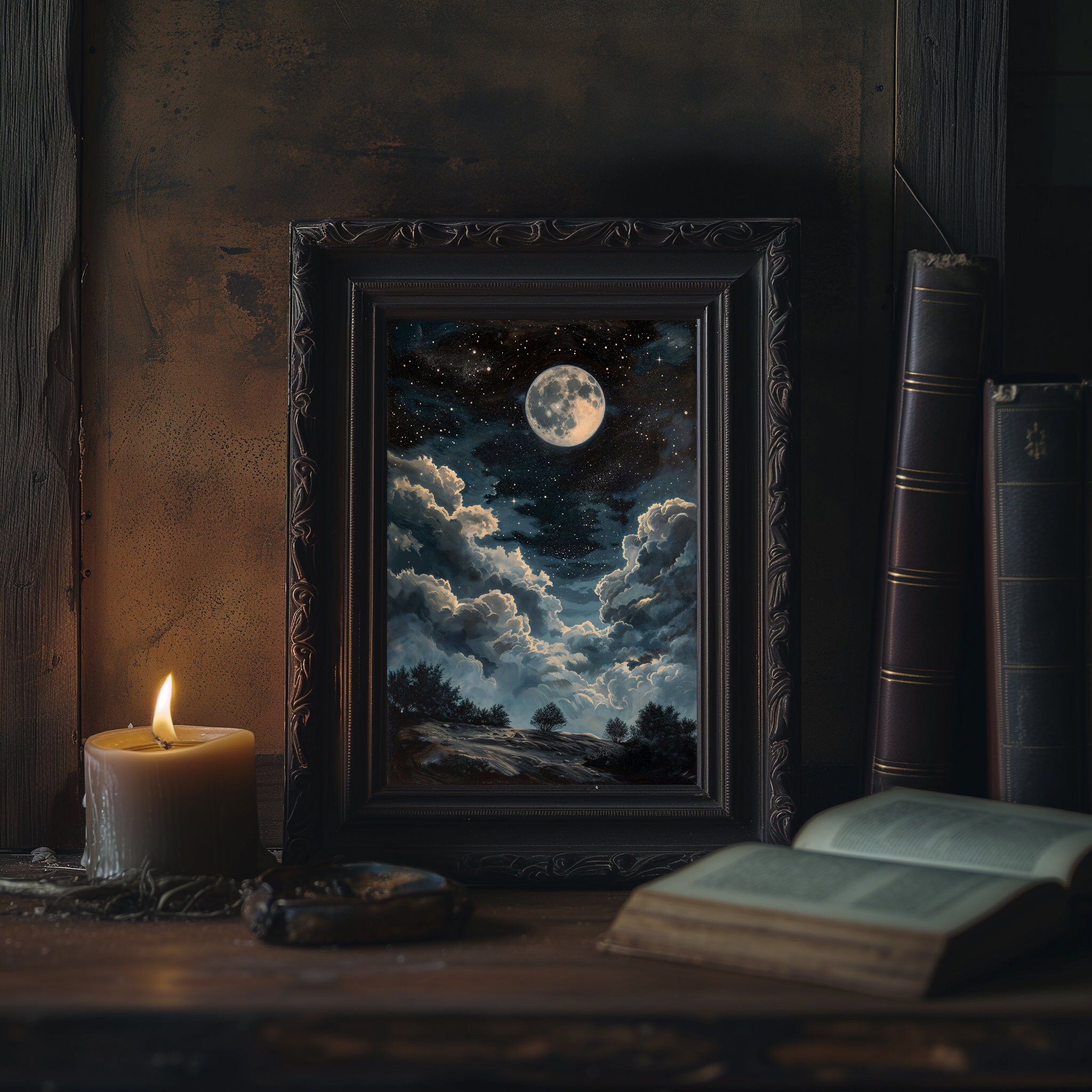 Midnight Mirage Printable Moon Art, Celestial Art, Moon and Stars Art ...