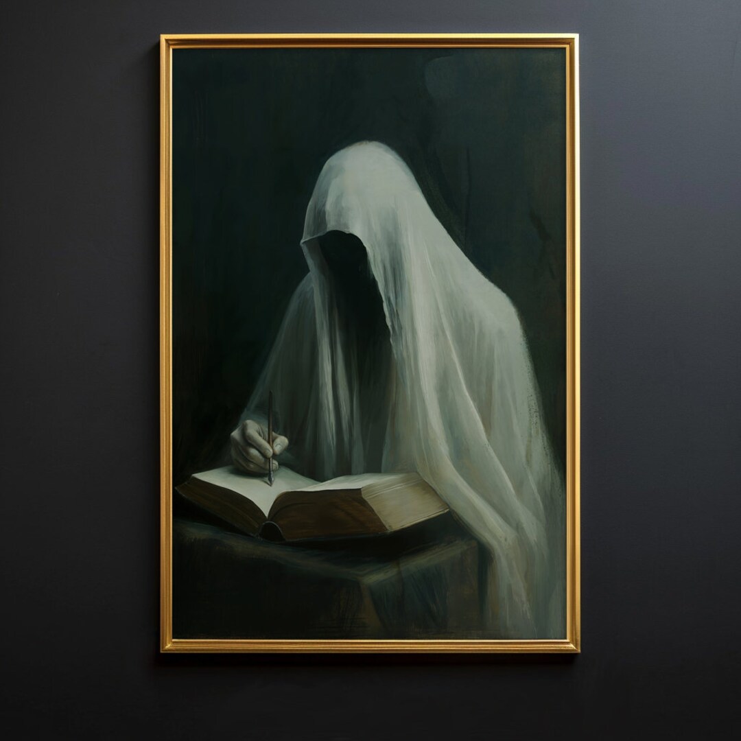 Ghost Writer - Printable Ghost Art, Ghostcore Art, Dark Academia Art ...