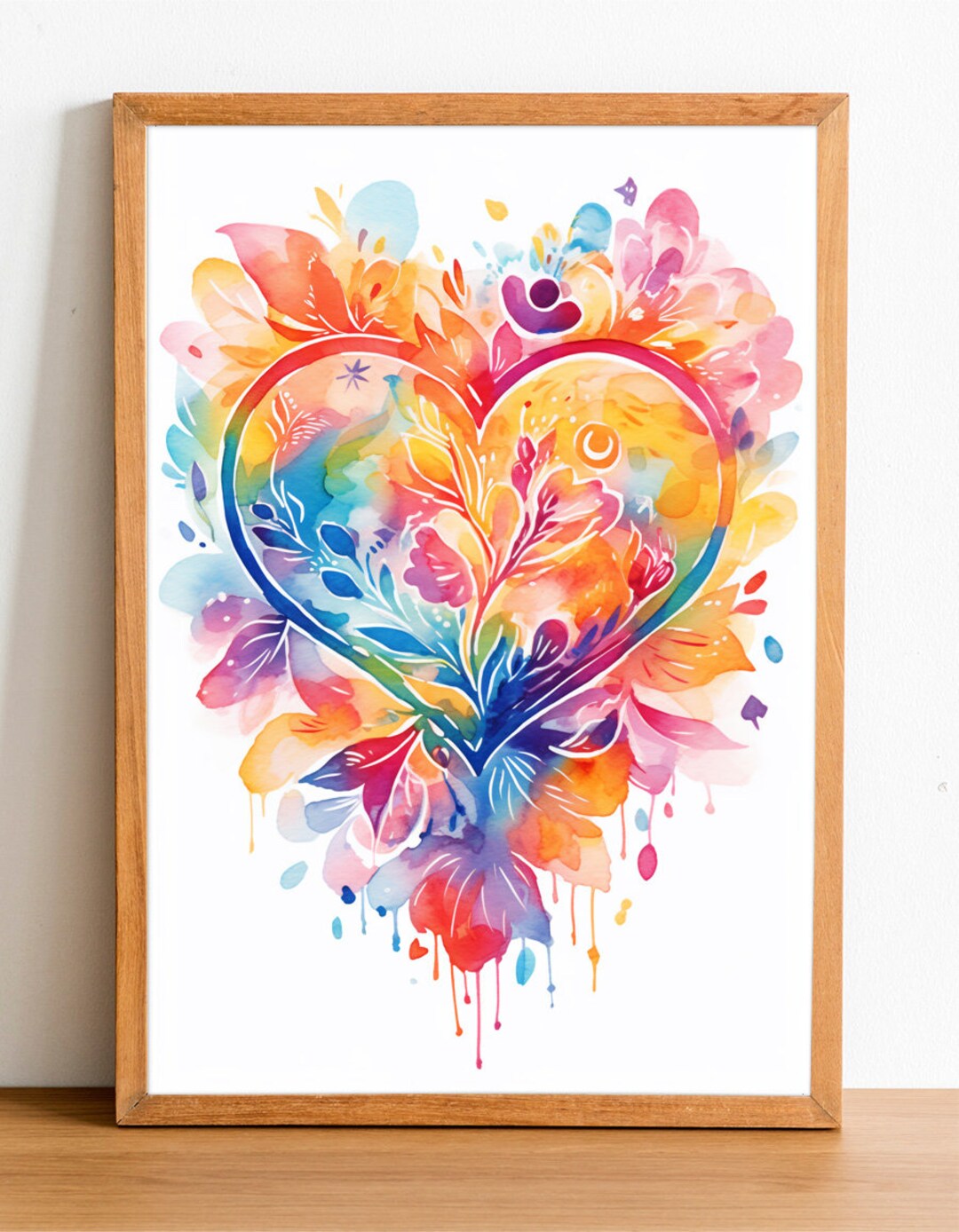 Heart Watercolor Digital Printable Art, Valentine's Day Art, Romantic ...