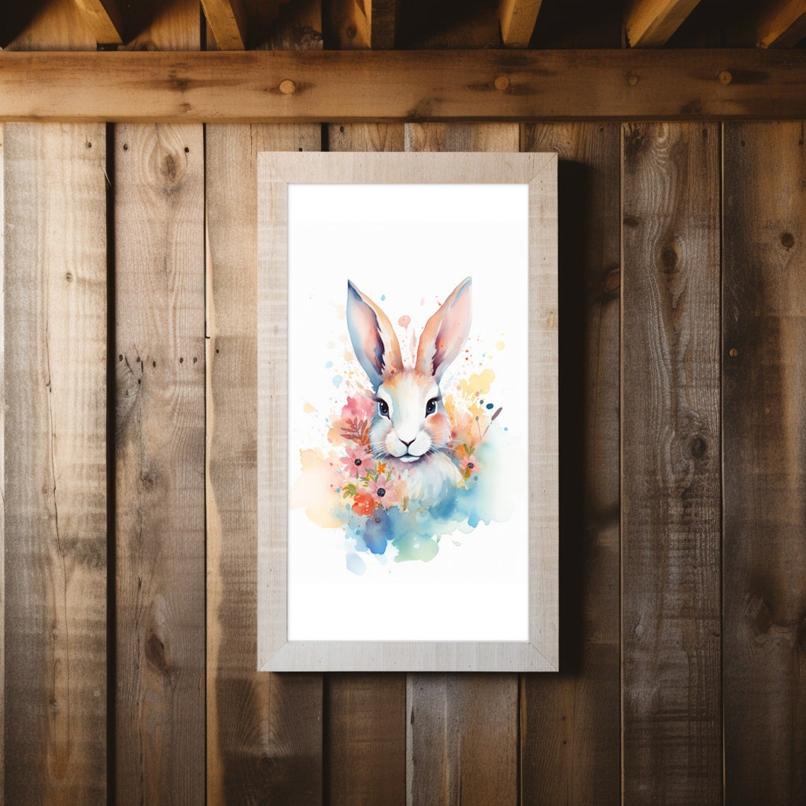 Rabbit, Hare Watercolor Digital Printable Art, Animal Art, Home Decor ...