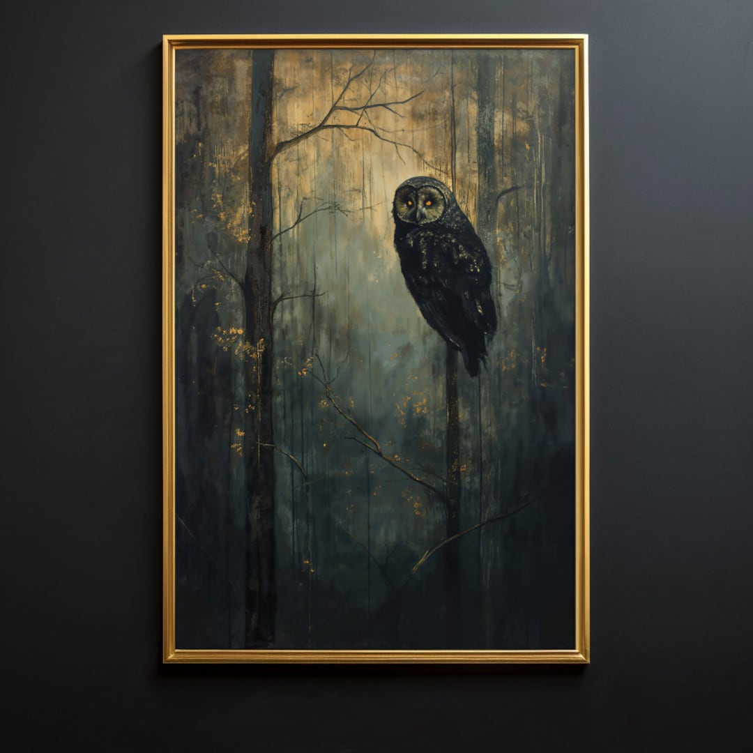 Sentry - Printable Owl Art, Dark Fantasy Art, Owl Art, Dark Witchcore ...