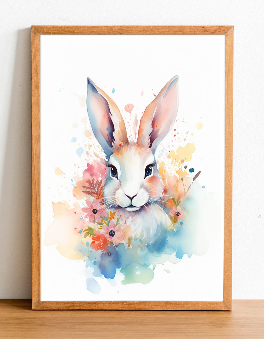 Rabbit, Hare Watercolor Digital Printable Art, Animal Art, Home Decor ...