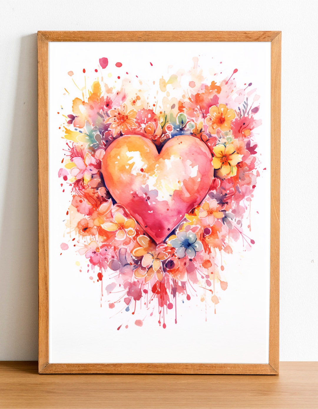 Heart Watercolor Digital Printable Art, Valentine's Day Art, Wall Art ...