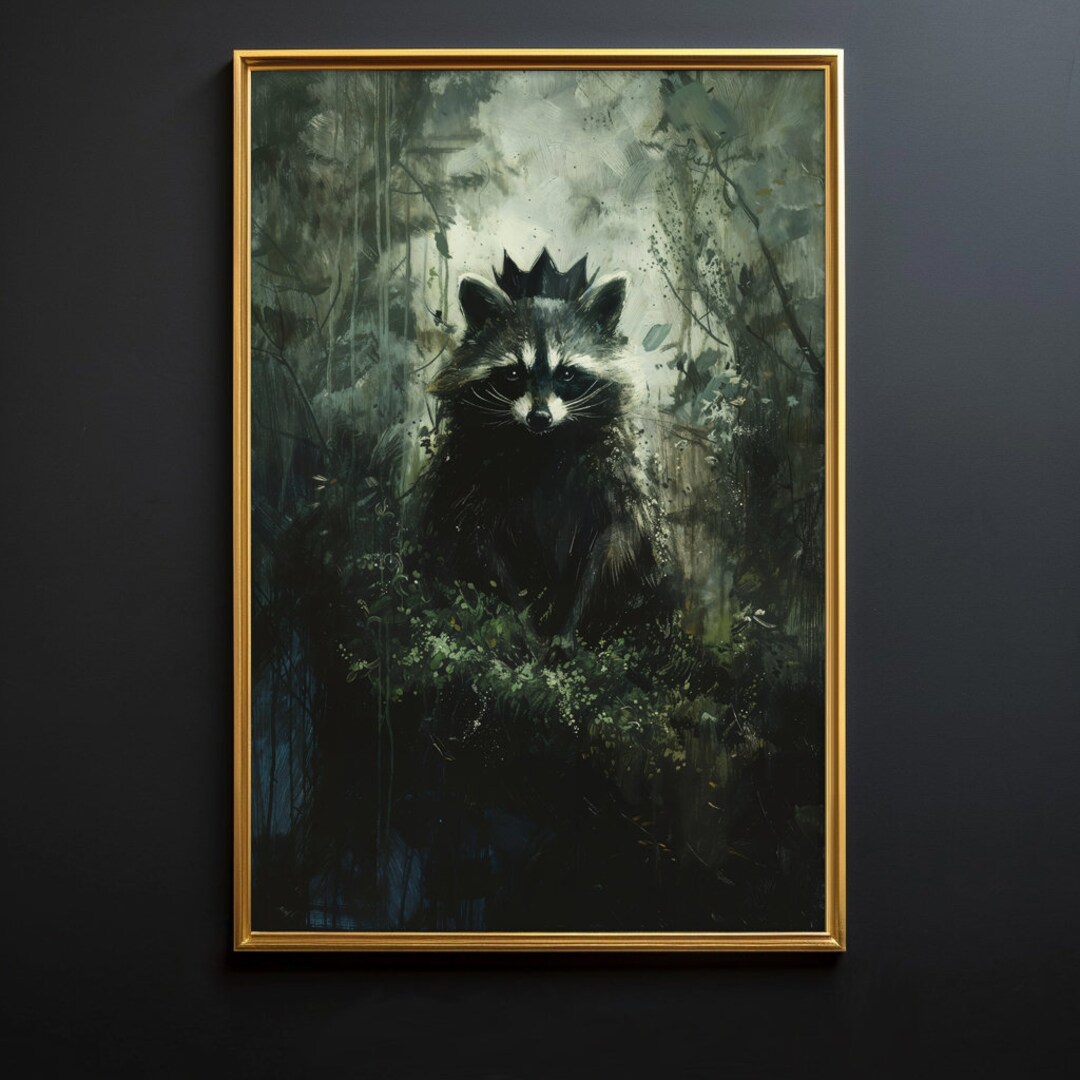 Trash King - Printable Raccoon Art, Dark Animal Art, Dark Academia Art ...