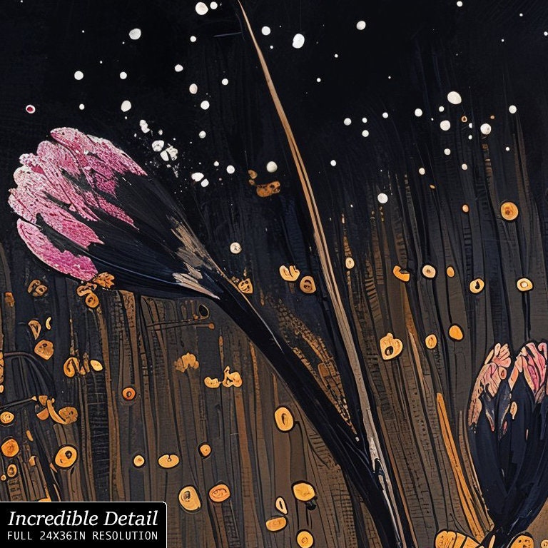Night Bloom - Printable Floral Moon Art, Celestial Art, Moon and Stars ...