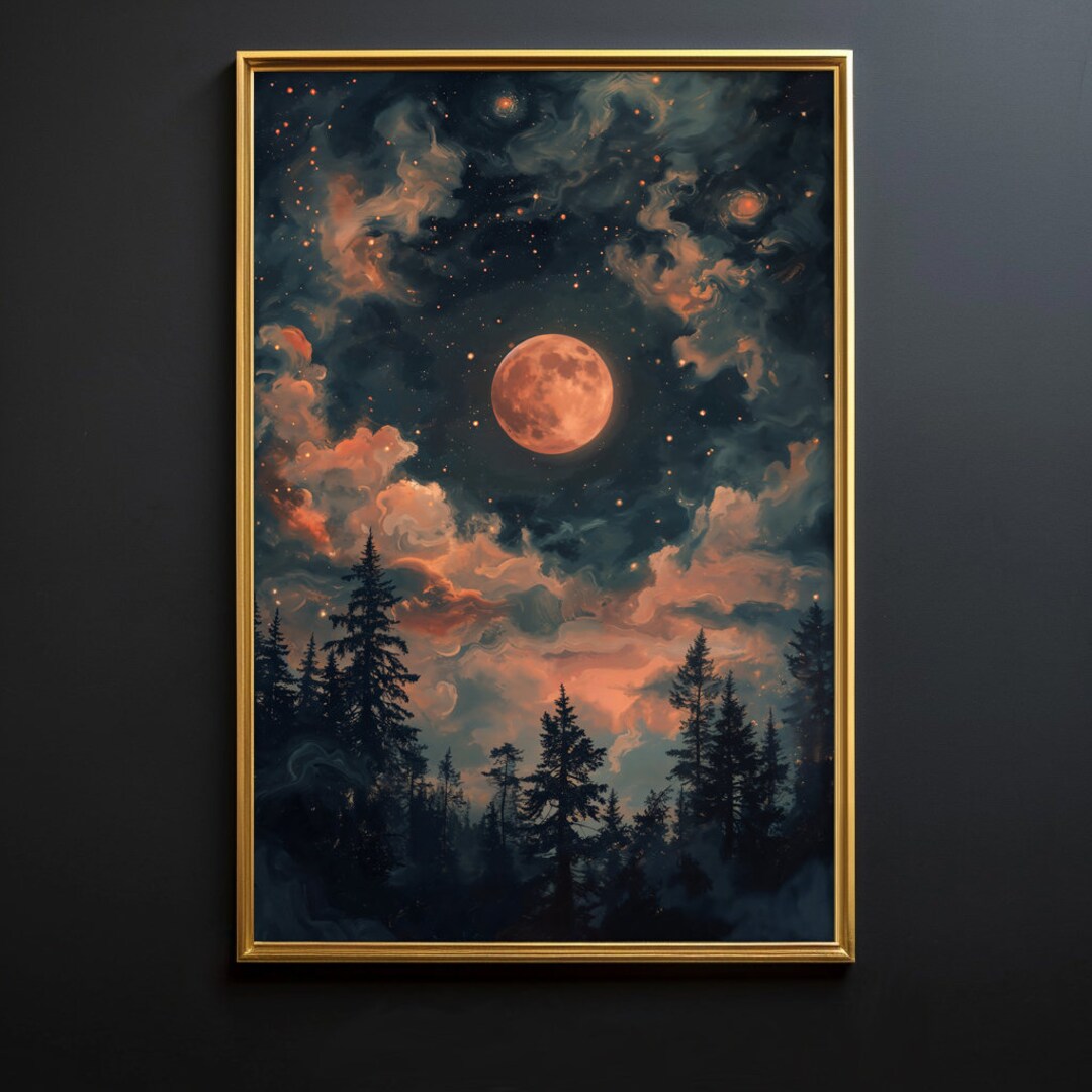 Blood Moon - Printable Moon Art, Celestial Art, Moon and Stars Art ...